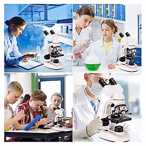 Compound Binocular Microscope, WF10x and WF25x Eyepieces,40X-2000X Magnification, LED Illumination Two-Layer Mechanical Stage microscopes for Adults