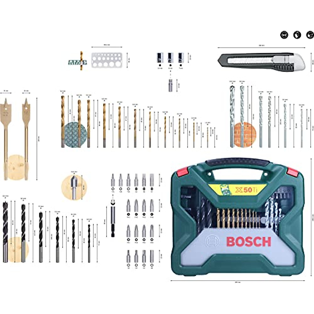 Bosch 2607019327 Titanium Drill Bit Set "X-Line Set" 50 Pcs