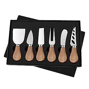 6 Piece Cheese Knives Set with Wooden Handle,Mini Steel Stainless Cheese knife set for Charcuterie and Cheese spread, Perfect for Cheese Slicer and Butter Cutter