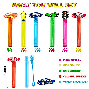 uoyoi Race Car Party Favors,24Pcs Race Car Bubble Wands for Kids,Cool Bubble Wand for Race Car Birthday Party Supplies,Classroom Prizes Pinata Goodie Bag Stuffers Gifts