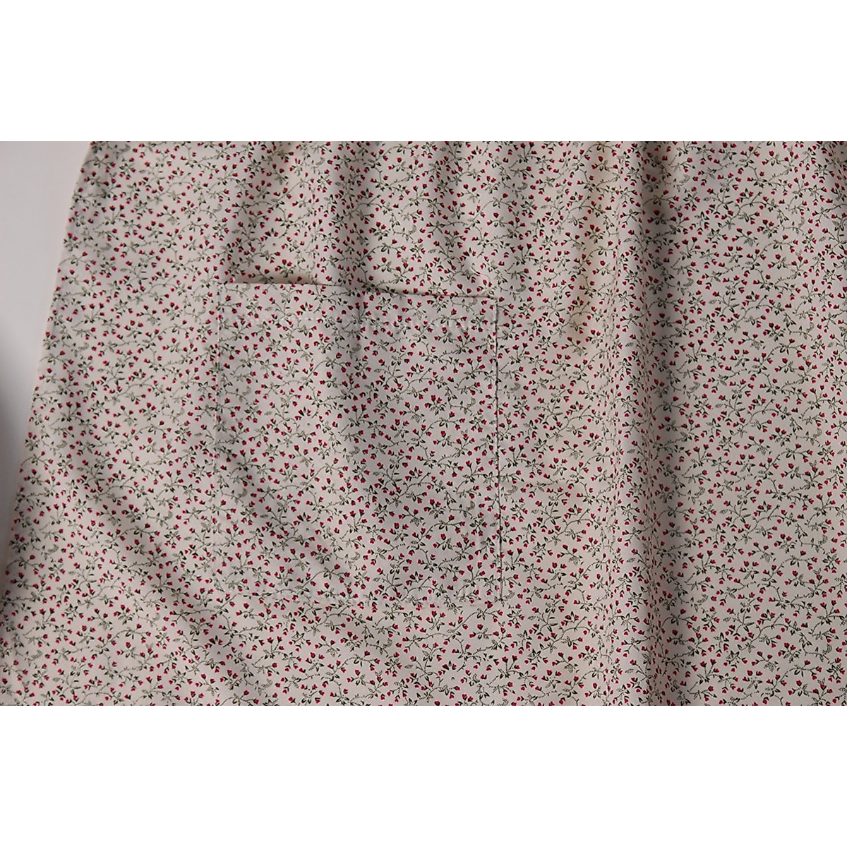 Making Believe Cream Calico Waist Half Apron with Pocket for Girls and Teens for Pioneer Peasant Costume