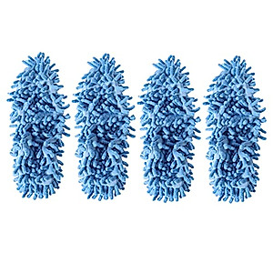 HEMOTON 4 Pcs Cleaning Mops Floor Cleaner Mop Floor Mops Mop Socks Slippers Socks Washable Mop Floor Cleaning Slipper Lay Shoe Cover Dust Mop Slipper Mop Cap Dust Collector Detachable Blue