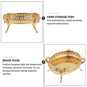 DOITOOL Candy Plate Fruit Tray Golden Fruit Storage Plate Snack Serving Tray Decorative Tray Food Dessert Storage Plate Snack Storage Dish Golden 2