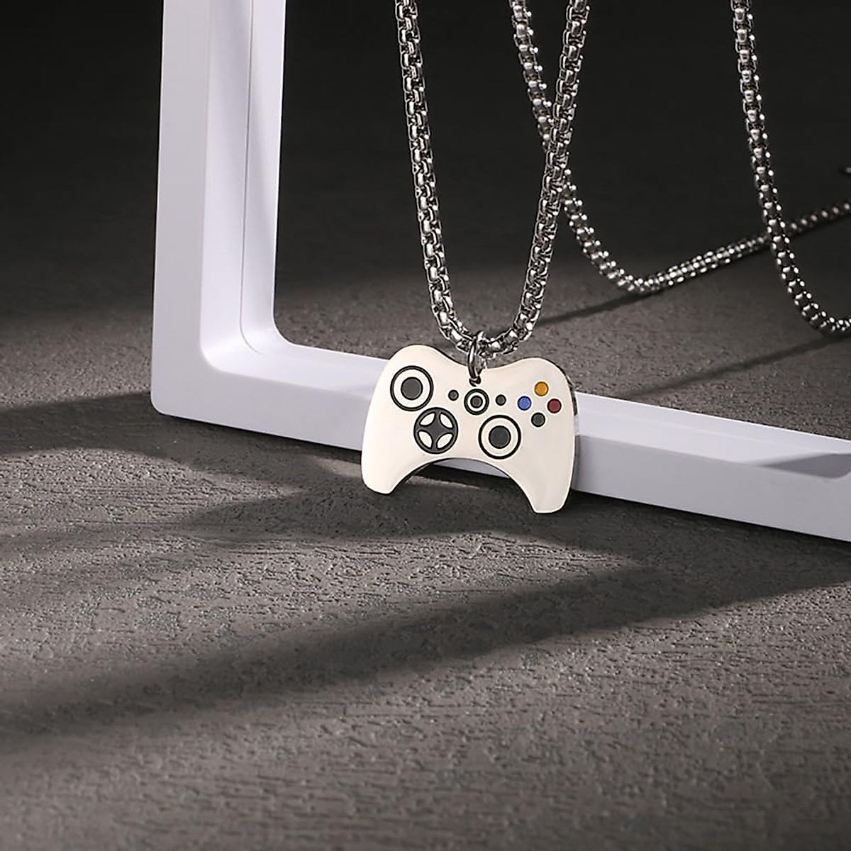 通用 3Pcs Vintage Enamel Game Console Pendant Necklace Set,Punk Hip Hop Video Game Controller Clavicle Chain Necklace Choker Necklace Jewelry for Women Men (Silver 3Pcs)