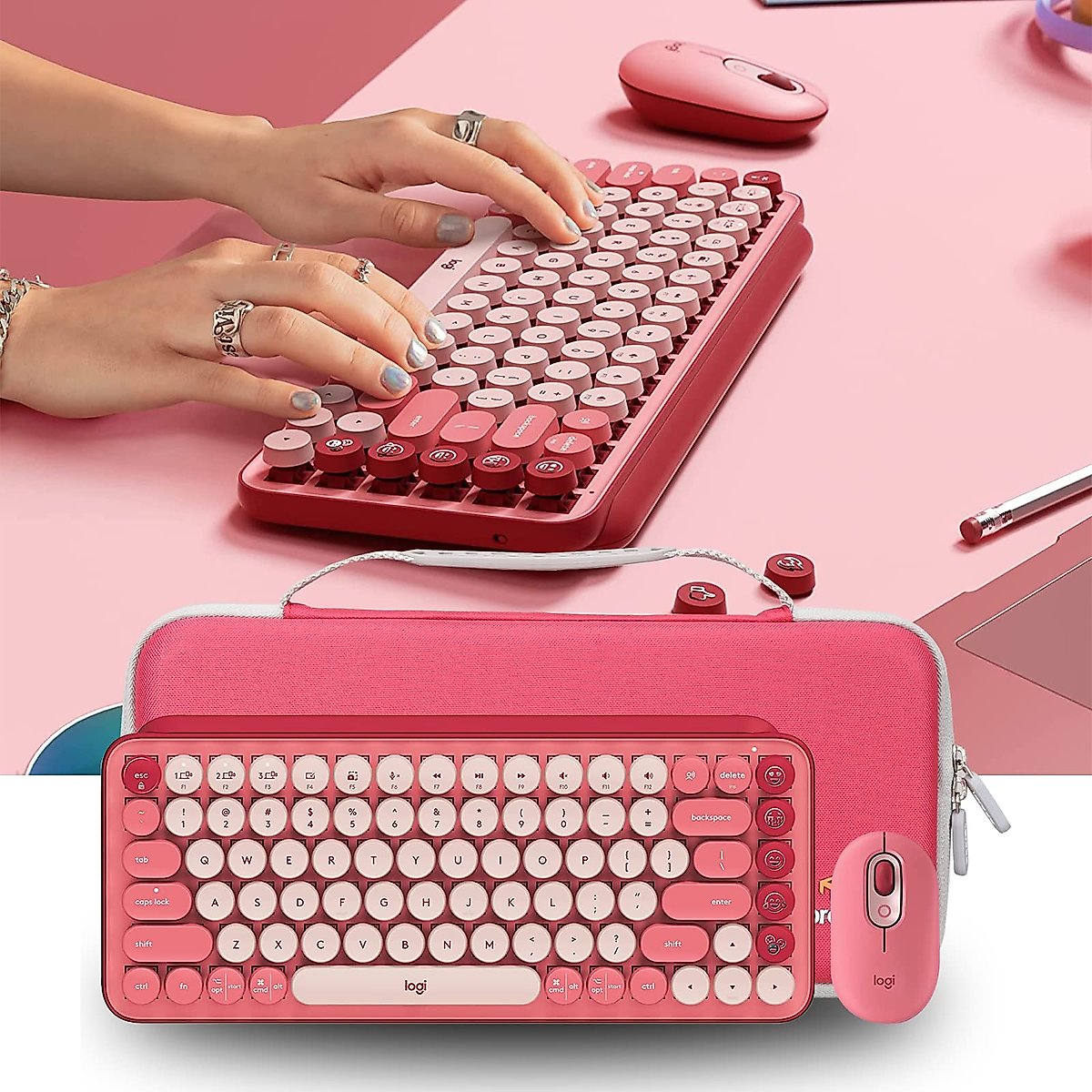 Aproca Red Hard Travel Storage Carrying Case, for Logitech POP Keys Mechanical Wireless Keyboard and POP Wireless Mouse/Keychron K2 Wireless Keyboard