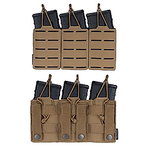 IDOGEAR Tactical Mag Pouch Open-Top Triple Molle Magazine Pouch for M4 M14 M16 AK AR-15 556 Rifle Magazines (Coyote Brown)