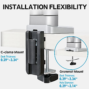MOUNTUP Dual Monitor Desk Mount, Die-Cast Aluminum Fully Adjustable Double Monitor Arm with Gas Spring, Computer Monitor Stand Fits 2 Screen 17 to 32 inch - Each Arm Holds up to 17.6LBS, MU0024