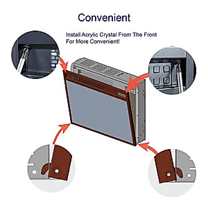 Fireplace TV Stand for TVs up to 70" TV,Farmhouse Entertainment Center with Sync Colorful LED Lights,Large Media Console Storage Cabinet Television Stands Credenza for Living Room, Bedroom,Dark Oak