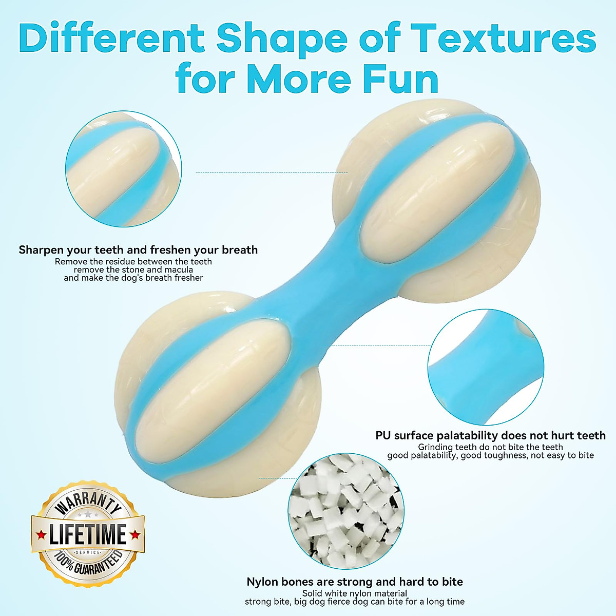 RAINFA Aggressive Chew Dog Toys, Lasting Dog Toy, Durable Nylon Bone, with Real Bacon pet Toys,Indestructible Bone,Cleaning Teething chewers Dog Toys, for Dogs, Pets,Large Dogs