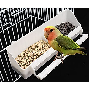 2X Small Bird Feeder Double Dish Pet Bird Water Feeder Cup with Standing Frame Plastic Seed Food Feeder for Parrotlet Sugar Glider Finches Cockatiels Parakeets Cage Feeder