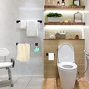 Sieral 8 Pcs Bathroom Hardware Accessories Set 24'' Towel Bar Stainless Steel Toilet Paper Holder and Hook, Wall Mounted Matte Black