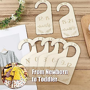 LUTER 7pcs Baby Closet Dividers, Wooden Cute Nursery Hanger Dividers Baby Wardrobe Dividers from Newborn to 24 Months Baby Clothes Organizer Easily Organize Your Baby's Room (Style 2)