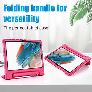 BOWOSEN Kids Case for Samsung Galaxy tab a8 10.5 Inch, Heavy Duty Shockproof Rugged Case with Handle Holder, Samsung Galaxy tab a8 10.5 Tablet Case 2022 (x200/205/207). Pink
