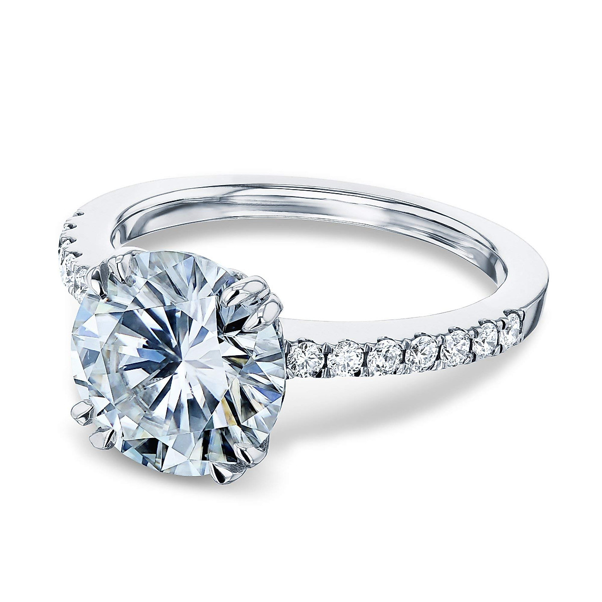 Kobelli 3.1ct Round Charles and Colvard Forever One Moissanite Ring 14k Gold - white-gold / 4