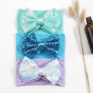 CÉLLOT Baby Girls Headbands Glitter Fesival 5 Inch Hair Bows Headbands for Newborn Infant Toddler Photographic Set of 15