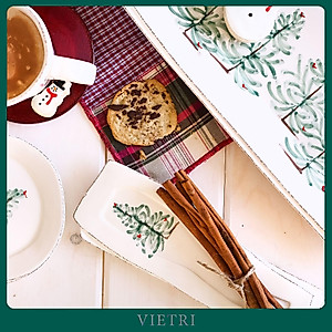 Vietri Lastra Holiday Spoon Rest, 11" Ceramic Cooking/Serving Utensil Tray, Stove/Counter Decor