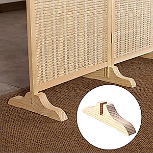 CALIDAKA Folding Room Divider Stand, Screen Panel Feet,Room Divider Bracket,Wood Base Partition Base Support Legs for Hotel Home Office(Brown,Size:A)