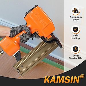 Kamsin ST64 14 Gauge Heavy Duty Pneumatic Concrete T Nailer, Fits 3/4 Inch to 2-1/2 Inch T Nails, Air Power Concrete T Nail Gun/Brad Nailer for Truss Building, Concrete Brick Nailing and Hardwood