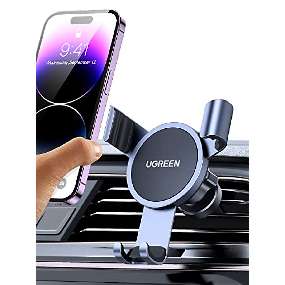 UGREEN Car Vent Phone Mount Gravity Phone Holder Car Air Vent Clip Mount Auto Lock Compatible with iPhone 14 Pro Max 14 Plus, iPhone 13 12 11 Pro Max XR XS 8 7 Plus SE, Samsung Galaxy S22 Smartphone