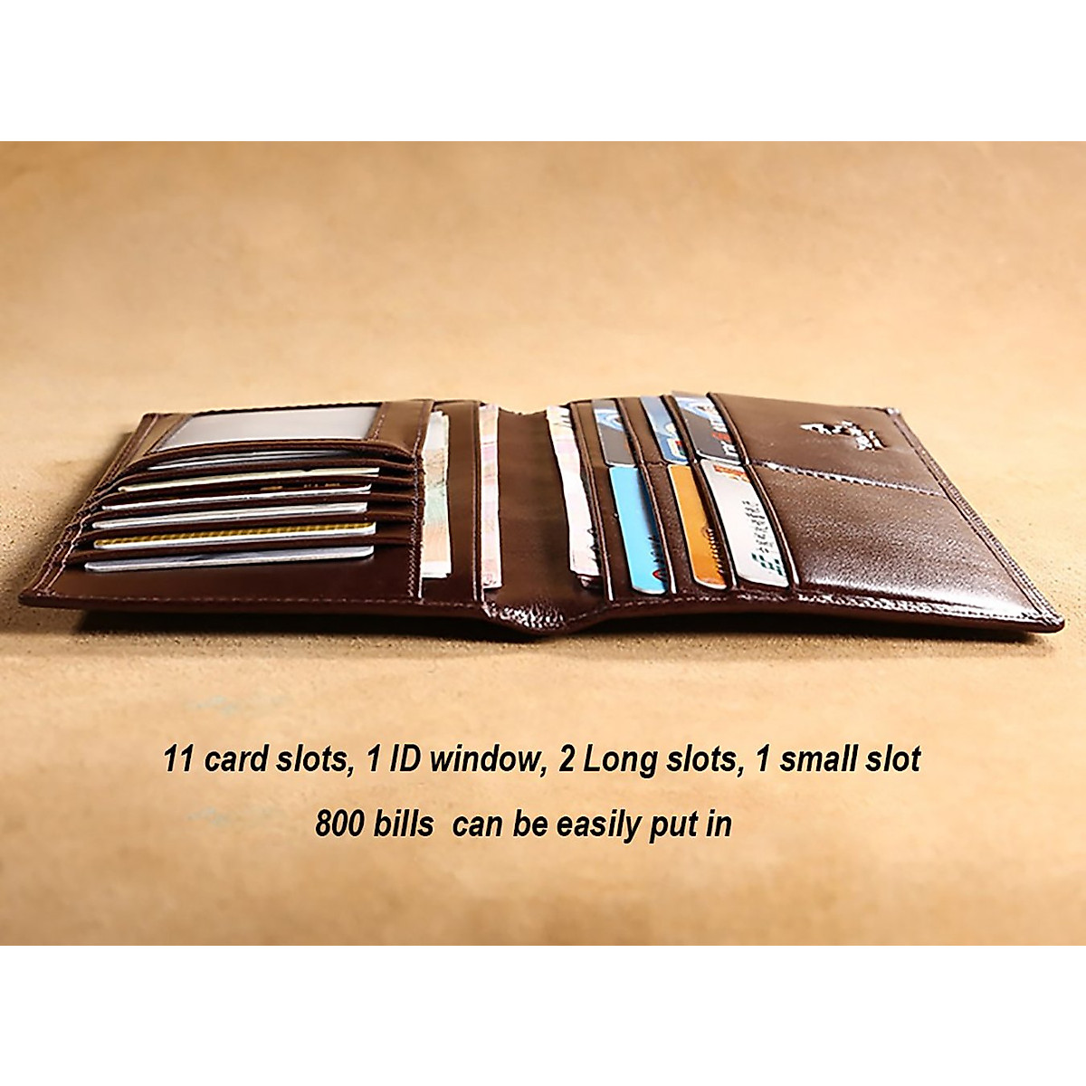 MANBANG Genuine Italian Leather Handbag Organizer Card Case Long Bifold Wallet