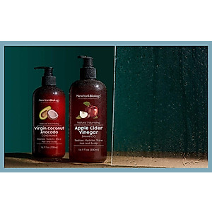 New York Biology Apple Cider Vinegar Shampoo and Coconut Avocado Oil Conditioner Set - Helps Restore Shine, Hair Gloss and Hydration for Dry Hair & Itchy Scalp - Clarifying & Nourishing - 16.9 Fl Oz