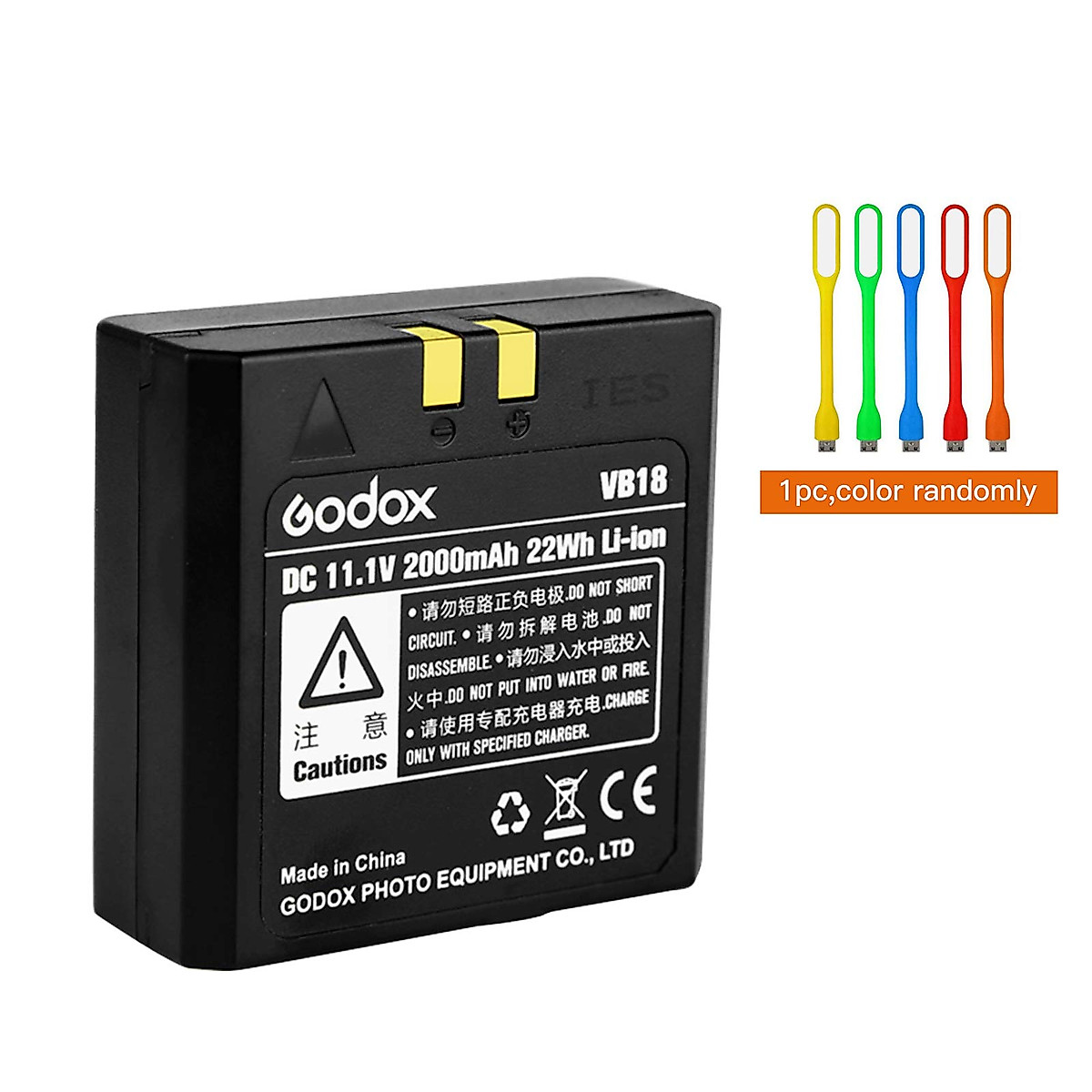 Godox VB18 Rechargeable Li-ion Battery for Godox V850,V850II,V860, V860II-N, V860II-C, V860II-S, V860II-F, V860II-O Speedlite Flash with CONXTRUE USB LED