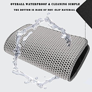 HCY&WLD Cat Litter Mat, 45x26/35x24/30x22/24x18 Inch Double Layer Cat Litter Box Mat, EVA Non-Slip, Waterproof Urine Proof Cat Litter Catcher Mat, Easy Clean Scatter Control (35x24 Inch, Khaki)