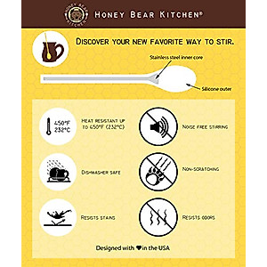 Honey Bear Kitchen Silicone Stirring Spoon (Set of 2, Black Bear Black) for Coffee & Tea