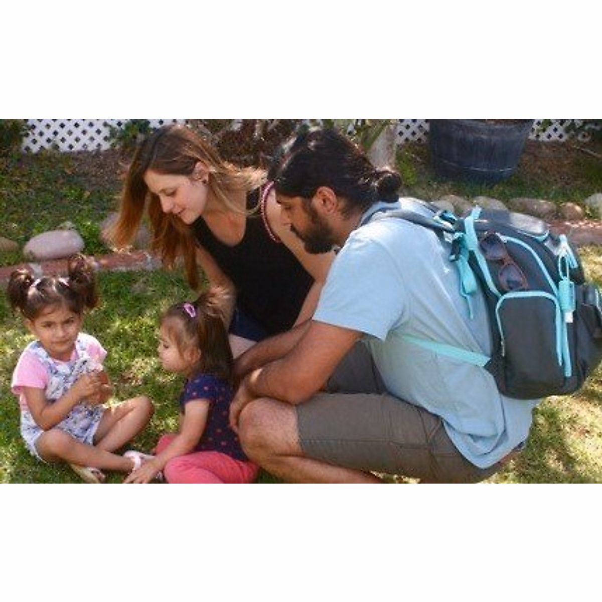 Tangerine Views Diaper Bag Backpack - 4pcs: Spacious Gender Neutral Colors w/Changing Pad, Stroller Straps, Food Snack Pack, and Waste Bag Dispenser w/Bags, Dark Gray With Teal, Large