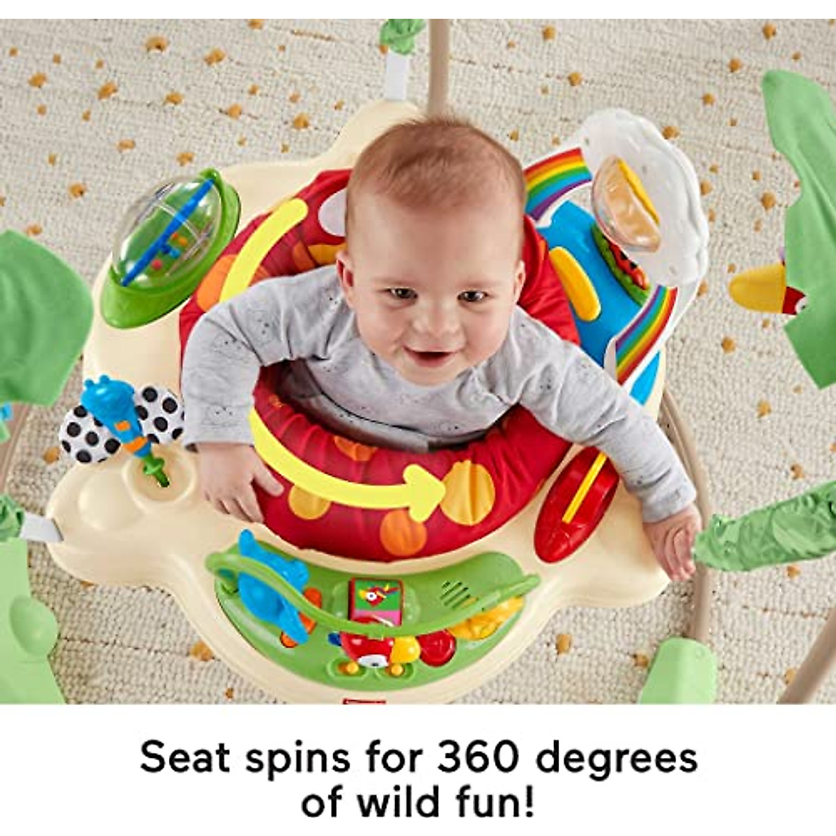 Fisher-Price Baby Bouncer Rainforest Jumperoo Activity Center with Music Lights Sounds and Developmental Toys