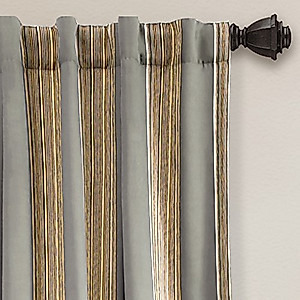 Lush Decor Julia Stripe Curtains | Room Darkening Striped Window Panel Set for Living, Dining, Bedroom (Pair), 84” x 52”, Gray