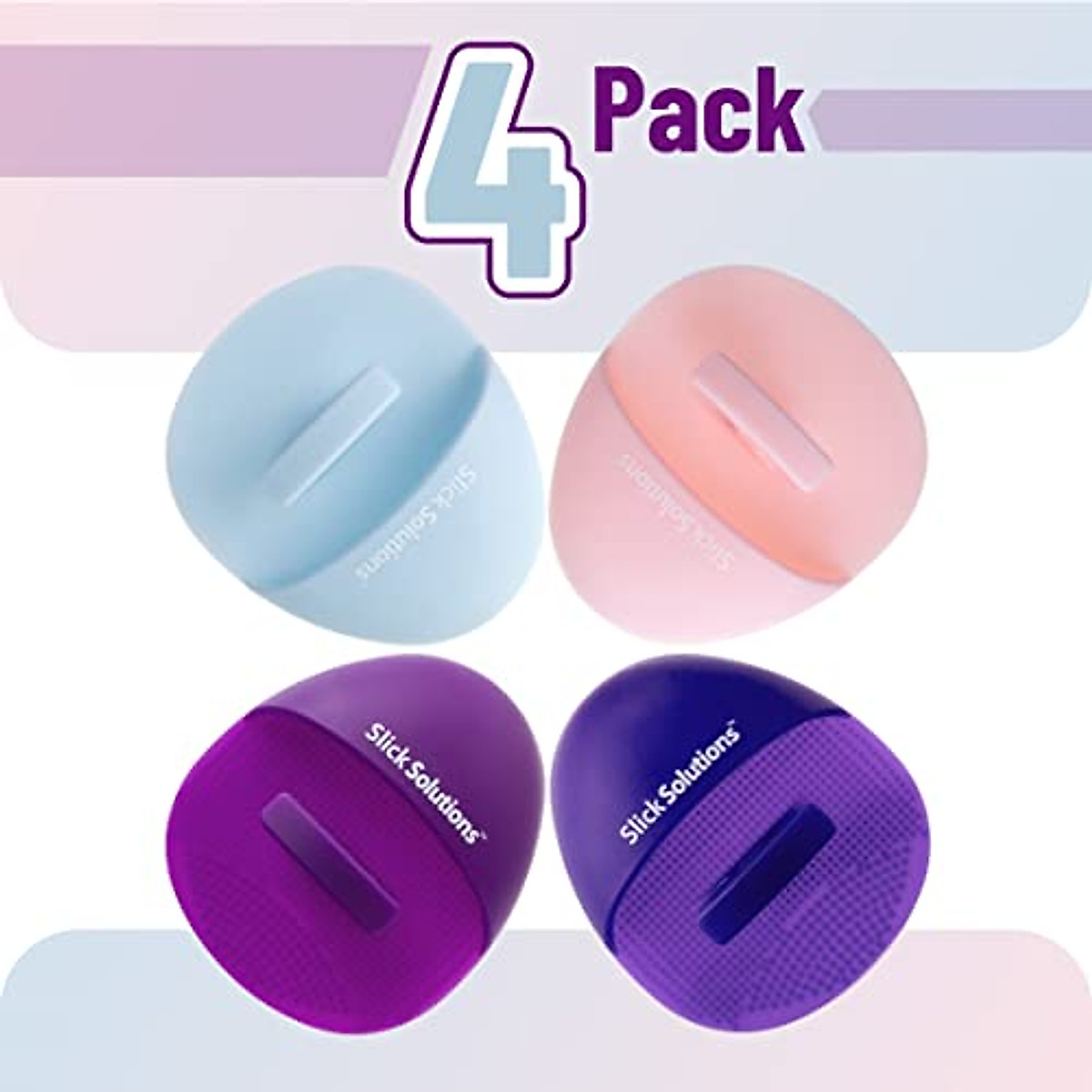 Slick- Silicone Facial Cleansing Brush, 4 Pack, Silicone Face Scrubber, Face Brush, Face Scrubber Exfoliator, Face Cleansing Brush, Exfoliating Brush, Face Wash Brush, Silicone Face Brush