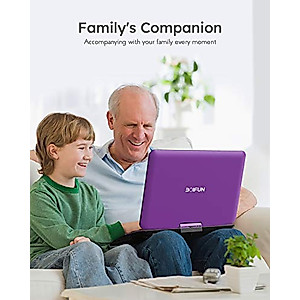 BOIFUN 17.5" Portable DVD Player with 15.6" Large HD Screen, 6 Hours Rechargeable Battery, Support USB/SD Card/Sync TV and Multiple Disc Formats, High Volume Speaker, Purple