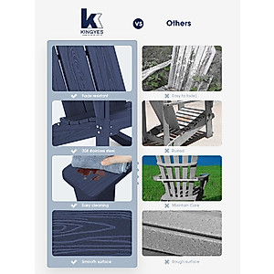 KINGYES Modern Rocking Adirondack Chair, Outdoor Rocking Chair for Patio, Garden, Backyard- Blue