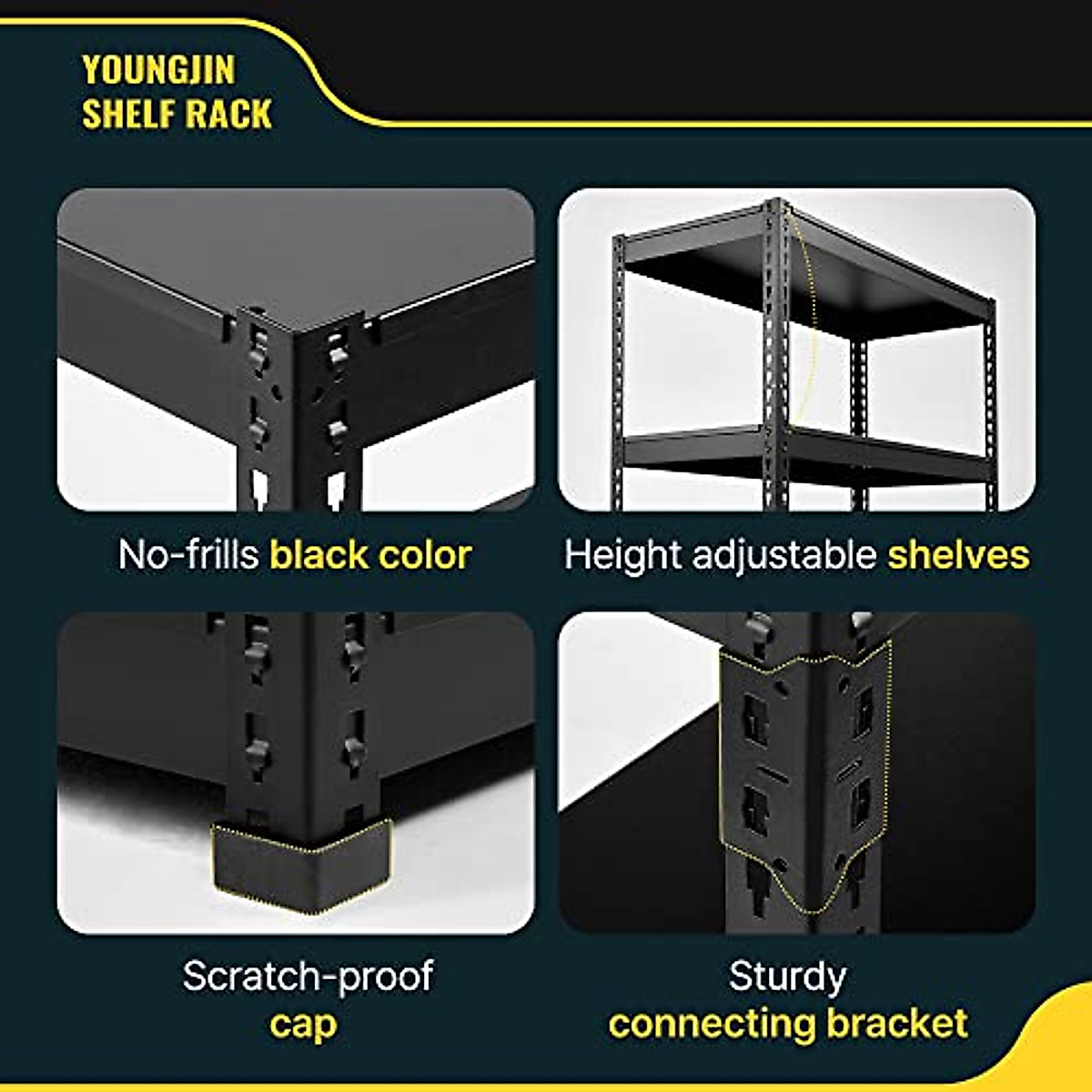 YOUNGJIN SHELF RACK Full-Metal 35.4” W x 15.7” D x 70.8” Heavy Duty 5-Tier Storage Shelving Unit