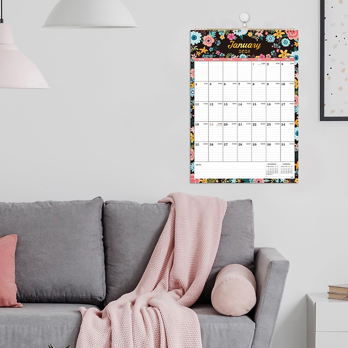 2023-2024 Wall Calendar - 18 Monthly Wall Calendar with Thick Paper, July 2023 - Dec 2024, 12" x 17", Large Blocks with Julian Dates, Twin-Wire Binding, Hanging Hook, Perfect for Home & Office Planning