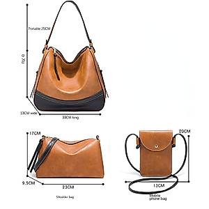 Women Fashion Handbags Wallet Tote Bag Shoulder Bag Top Handle Satchel Purse Set 4pcs bags for women (brown)