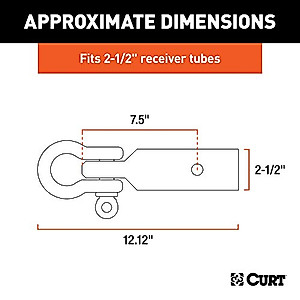 CURT 45831 D-Ring Shackle Mount Trailer Hitch, Fits 2-1/2-Inch Receiver, 13,000 lbs, CARBIDE BLACK POWDER COAT