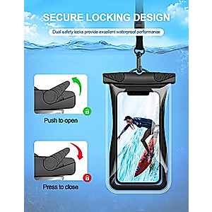 Vuwwey Waterproof Phone Pouch, [Built-in Pocket] Floating IPX8 Waterproof Phone Case with Adjustable Lanyard, Underwater Dry Bag Compatible with iPhone 14 13 12 11 Pro Max and Up to 6.9''- 2 Pack