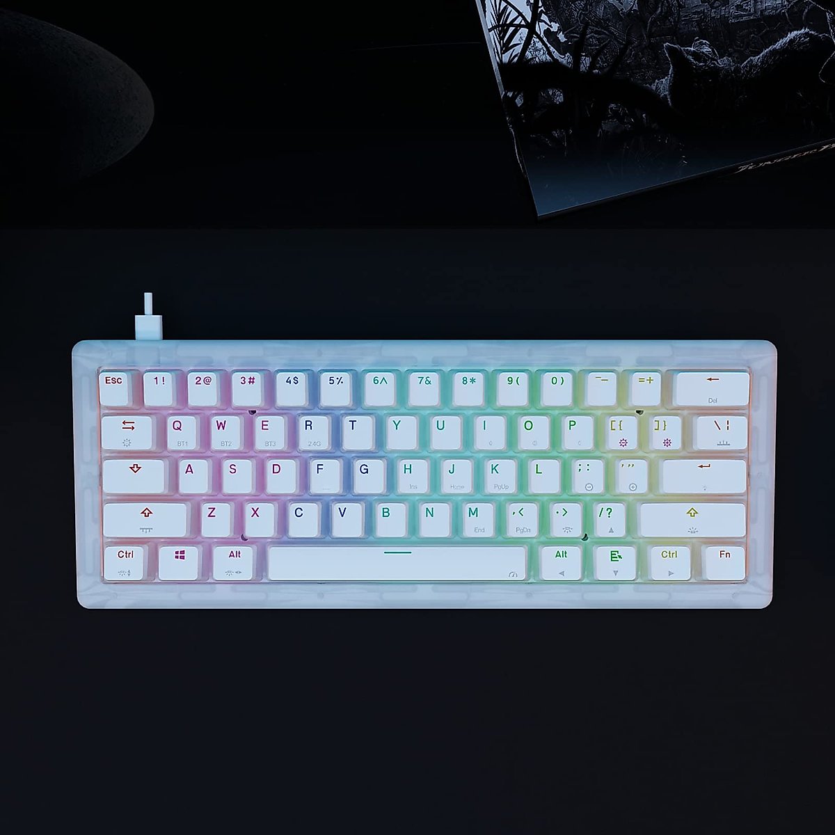 GK GAMAKAY K61 Pro 60% RGB Gasket Mechanical Keyboard, Bluetooth/USB-C Wired/2.4GHz Wireless 61 Keys Hot Swap Gaming Keyboard with CNC Acrylic Base Pudding PBT/ABS Keycaps (Gateron Red Switch)