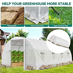 YITAHOME 20x10x7ft Greenhouse Extra Large Heavy Duty Large 2 Swing Doors Walk-in Greenhouses Tunnel Green Houses Outdoor 8 Windows Gardening Upgraded Galvanized Steel Garden, White