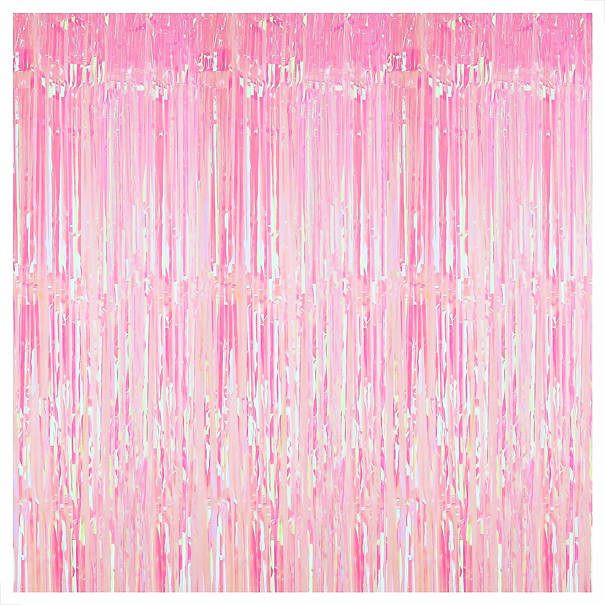 KatchOn, XtraLarge Pink Iridescent Fringe Curtain - 3.2x8 Feet | Iridescent Backdrop for Iridescent Party Decorations | Pink Birthday Decorations | Pink Fringe Backdrop for Pink Party Decorations
