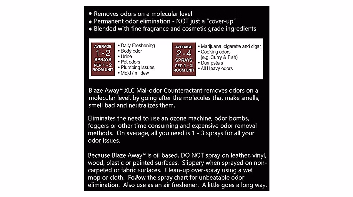 Blaze Away Commercial Air Freshener/Odor Eliminator & Smoke Neutralizer ...