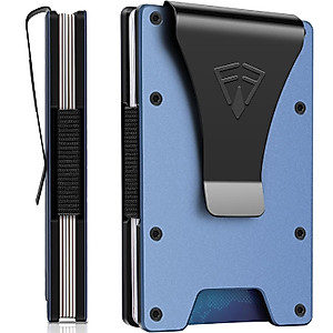 Slim Minimalist Wallet for Men with Money Clip - 15 Credit Card Holder RFID Wallet for Men - Front Pocket Mens Wallet with Compact Design - Easy to Access for Cards - Ideal Gift for Him(Pacific Blue)