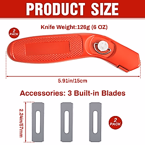 Lasnten 2 Pcs Knife for Cutting Carpet Heavy Duty Carpet Knife with 6 Blades Utility Carpet Tools Knife for Carpet Box Cutter Roofing Cutting Purpose, Aluminum