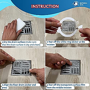 Disposable Drain Hair Catcher Stickers for Shower, White Mesh Stickers 4.3'', 25 PCS, Sticky Covers, Shower Drain Protector, Anti-Blockage