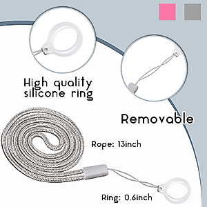 2 Anti-Lost Necklace Lanyard with 12 Pieces Anti-Lost Silicone Rubber Ring Pen Silicone Lanyard Holder (Adorable Style)