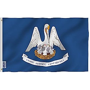 Anley Fly Breeze 3x5 Foot Louisiana State Flag - Vivid Color and Fade Proof - Canvas Header and Double Stitched - Louisiana LA Flags Polyester with Brass Grommets 3 X 5 Ft