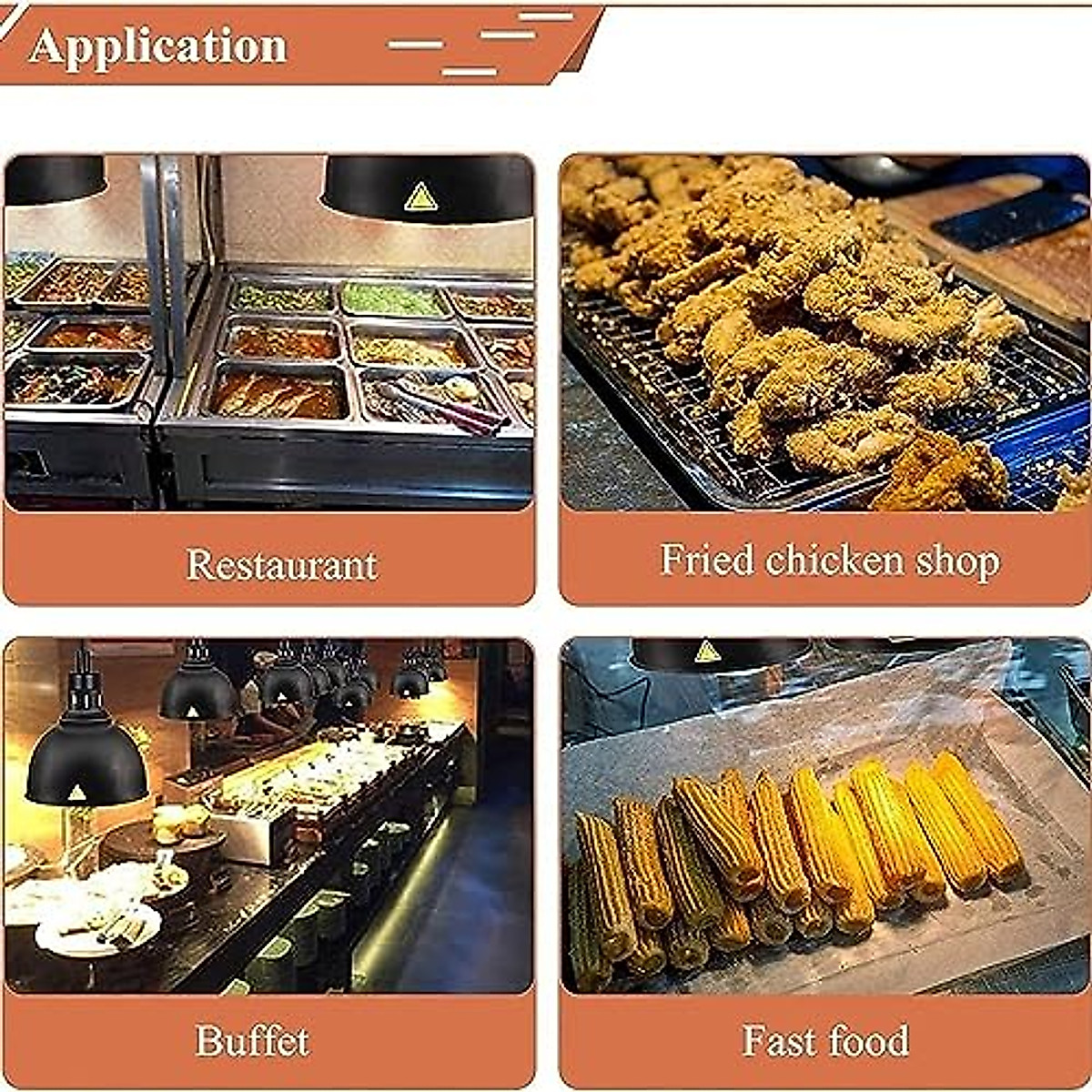 LINKANRUO Food Heat Lamp for Restaurant Hanging Heat Lamp Food Warmer Pendant for Restaurant Heating Lamp Buffet Heat Lamp for Food Warming,Restaurant Supplies or Home Use Food Service,Black-4pack Lam