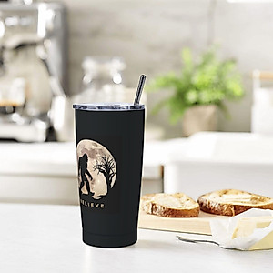 Funny Bigfoot Sasquatch Full Moon 20oz Tumbler Stainless Steel Vacuum Insulated Double Wall Travel Tumbler, Durable Insulated Coffee Mug, Thermal Cup With Lid and Straw for Hot & Cold Drinks